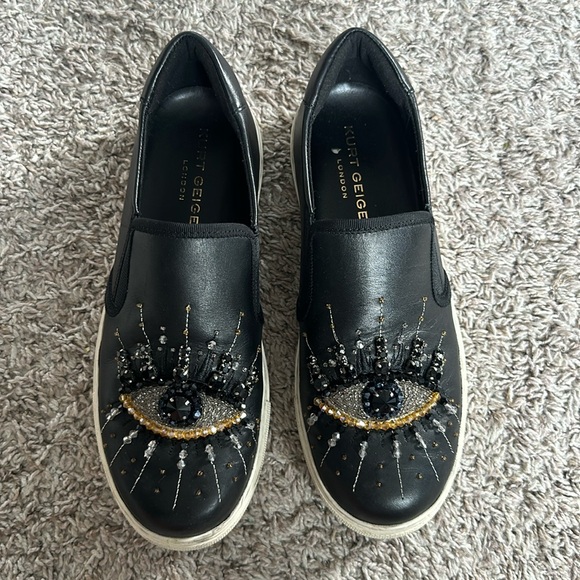 Kurt Geiger | Shoes | Kurt Geiger London Black Leather Evil Eye Slip On ...